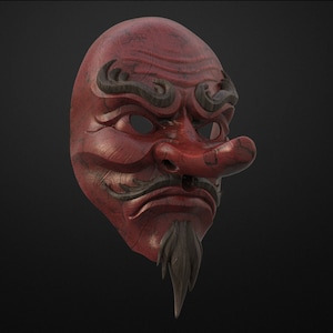 Unpainted Japanese Tengu Oni Demon Mask Handcrafted Cosplay Accessory ...