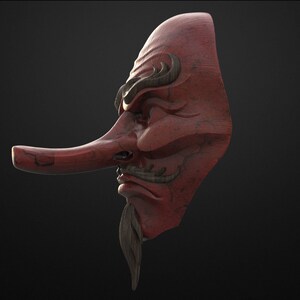 Unpainted Japanese Tengu Oni Demon Mask Handcrafted Cosplay Accessory ...