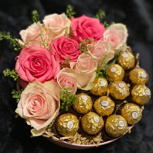 Sweet Box With Fresh Flowers for a Gift - Etsy