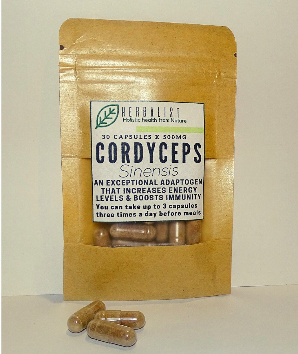 Cordyceps Sinensis 550mg Capsules Natural Mushroom Powder Cordyceps ...