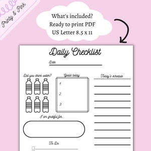 Daily Checklist Printable, Daily Routine Printable, Printable To-do ...