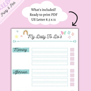 Kids Daily to Do List Printable, Daily Chore Chart Printable, Printable ...