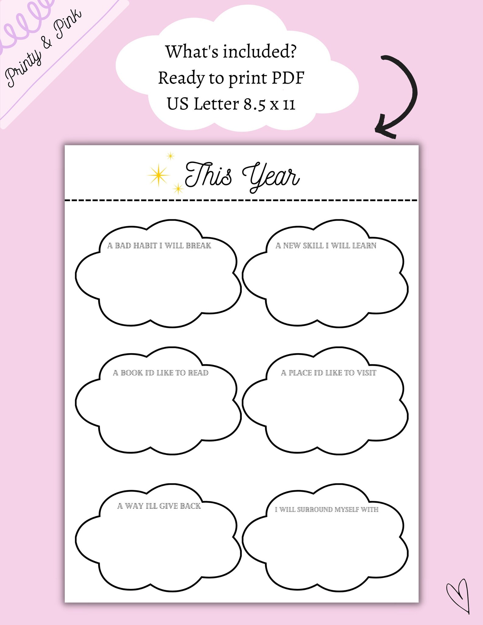 New Year Goals Printable, Yearly Goals Printable, Journal Prompt ...