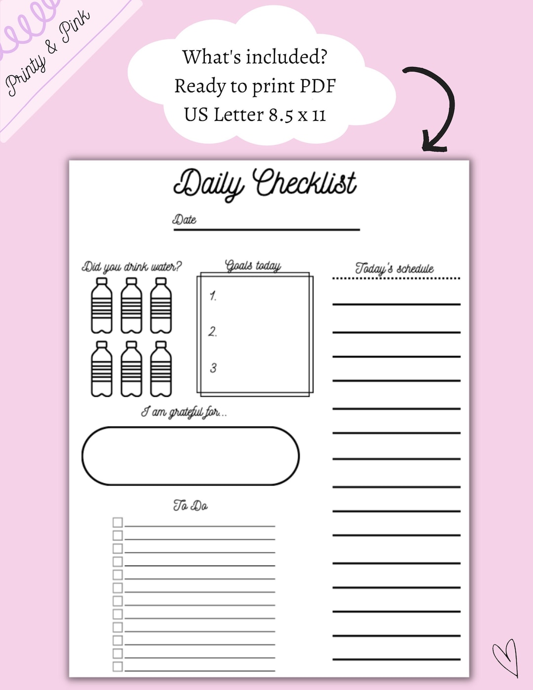 Daily Checklist Printable, Daily Routine Printable, Printable To-do ...