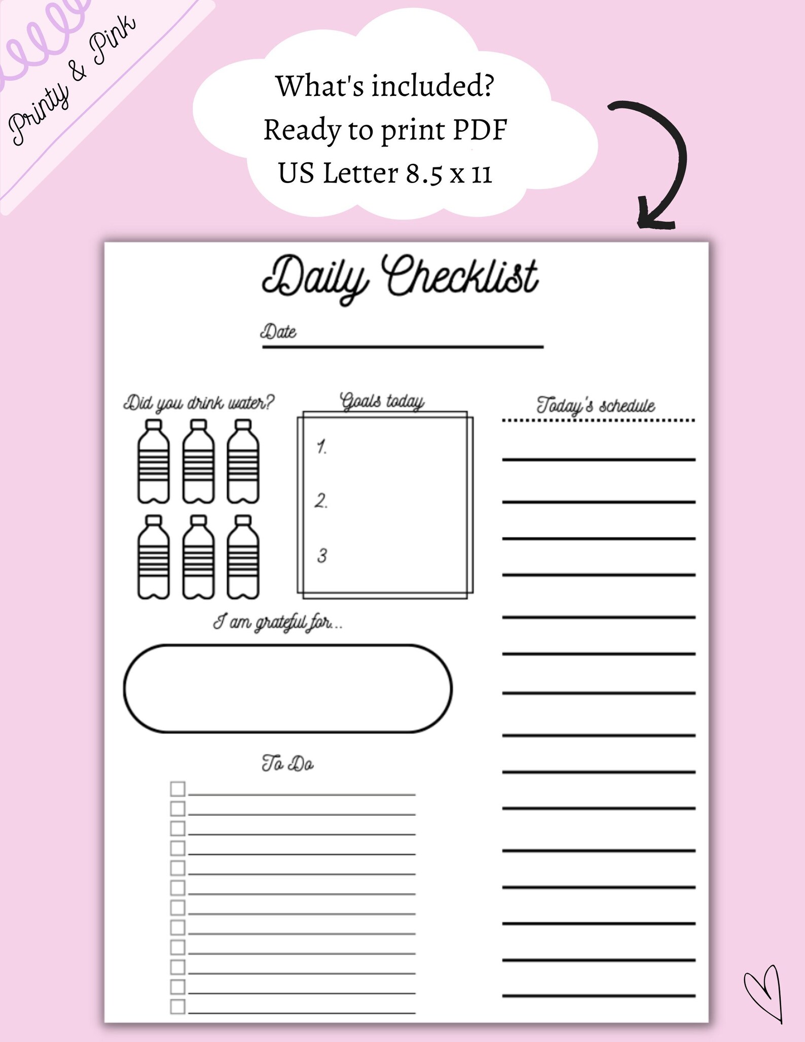 Daily Checklist Printable, Daily Routine Printable, Printable To-do ...