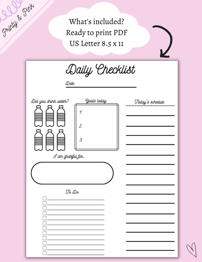 Daily Checklist Printable, Daily Routine Printable, Printable To-do ...