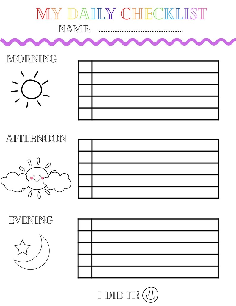 Kids Daily Checklist Printable, Daily Routine Printable, Printable To ...