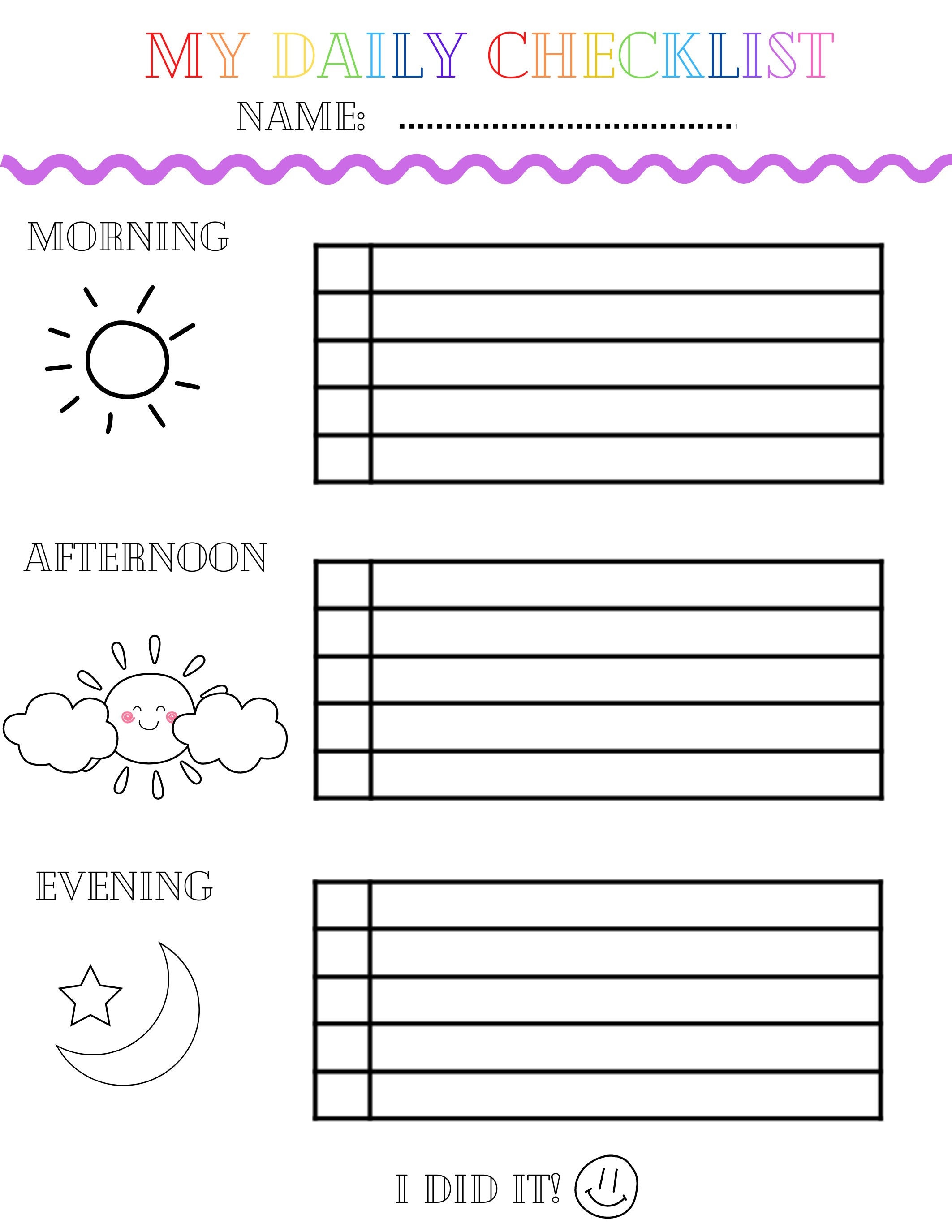 Kids Daily Checklist Printable, Daily Routine Printable, Printable To ...