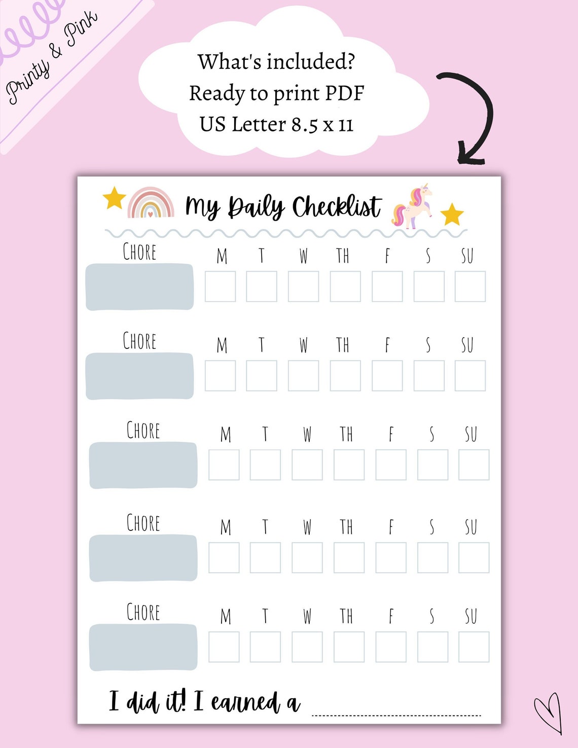 Kids Daily Checklist Printable, Daily Chore Chart Printable, Printable ...