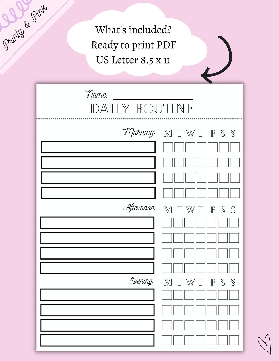 Daily Checklist Printable, Daily Routine Printable, Printable To-do ...