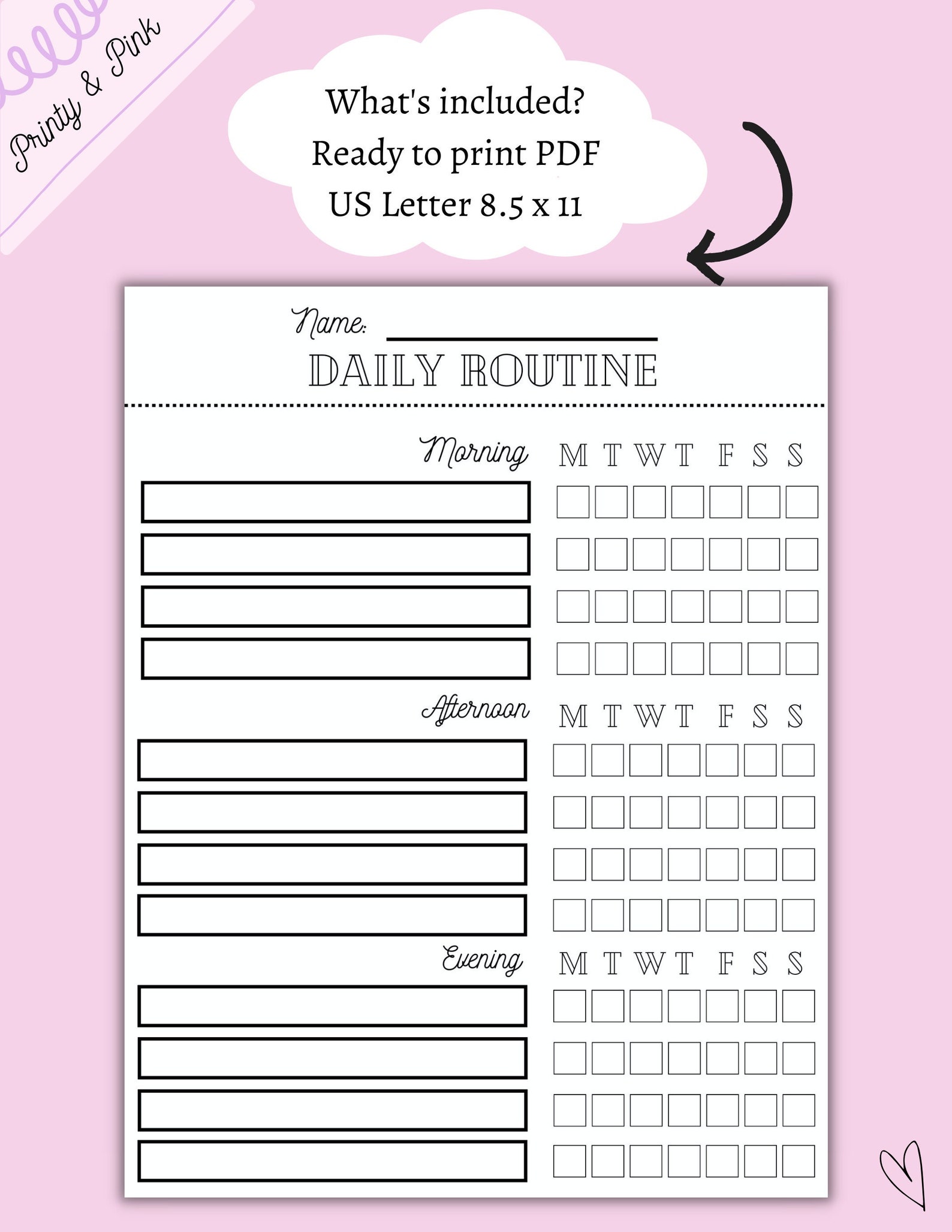 Daily Checklist Printable, Daily Routine Printable, Printable To-do ...