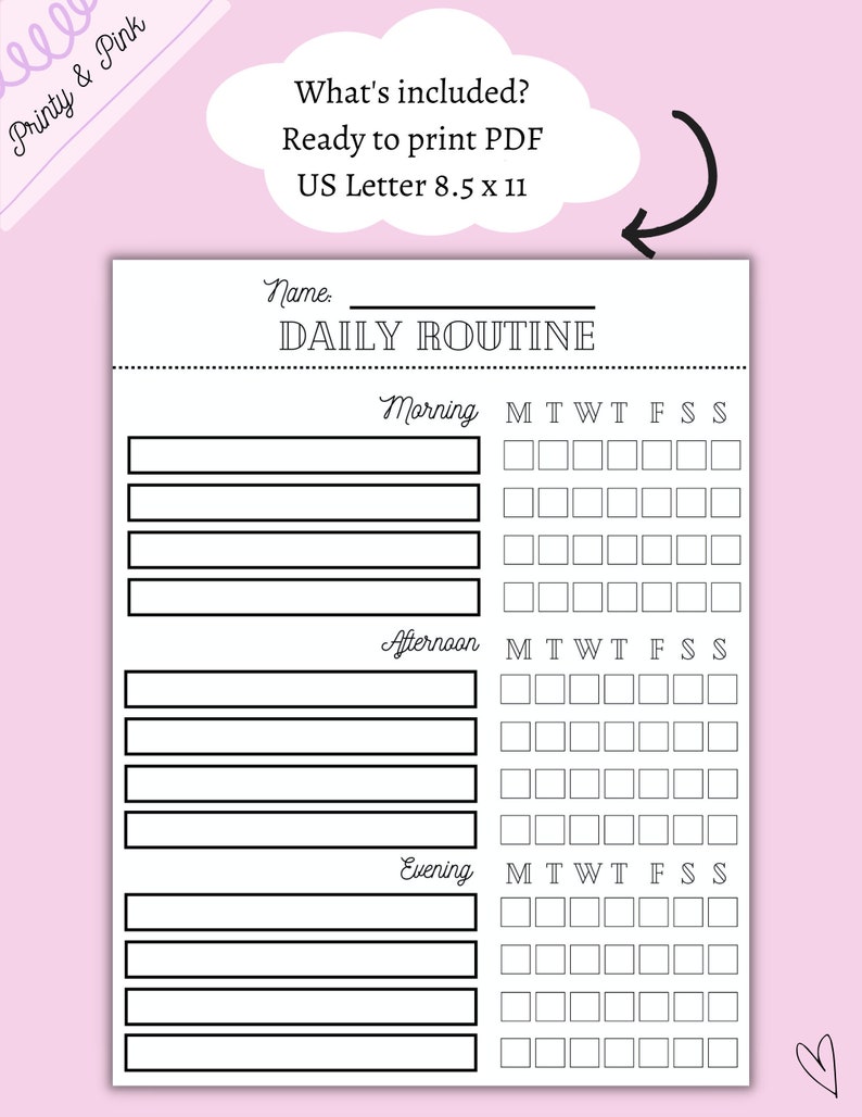 Daily Checklist Printable, Daily Routine Printable, Printable To-do ...
