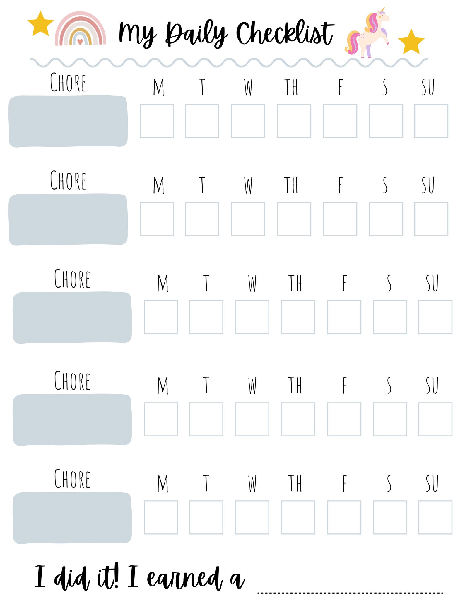 Kids Daily Checklist Printable, Daily Chore Chart Printable, Printable ...