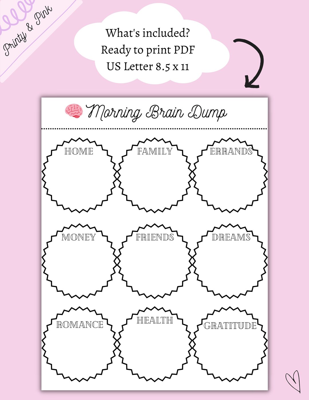 Daily Brain Dump Printable, Journal Prompt, Printable To-do List ...