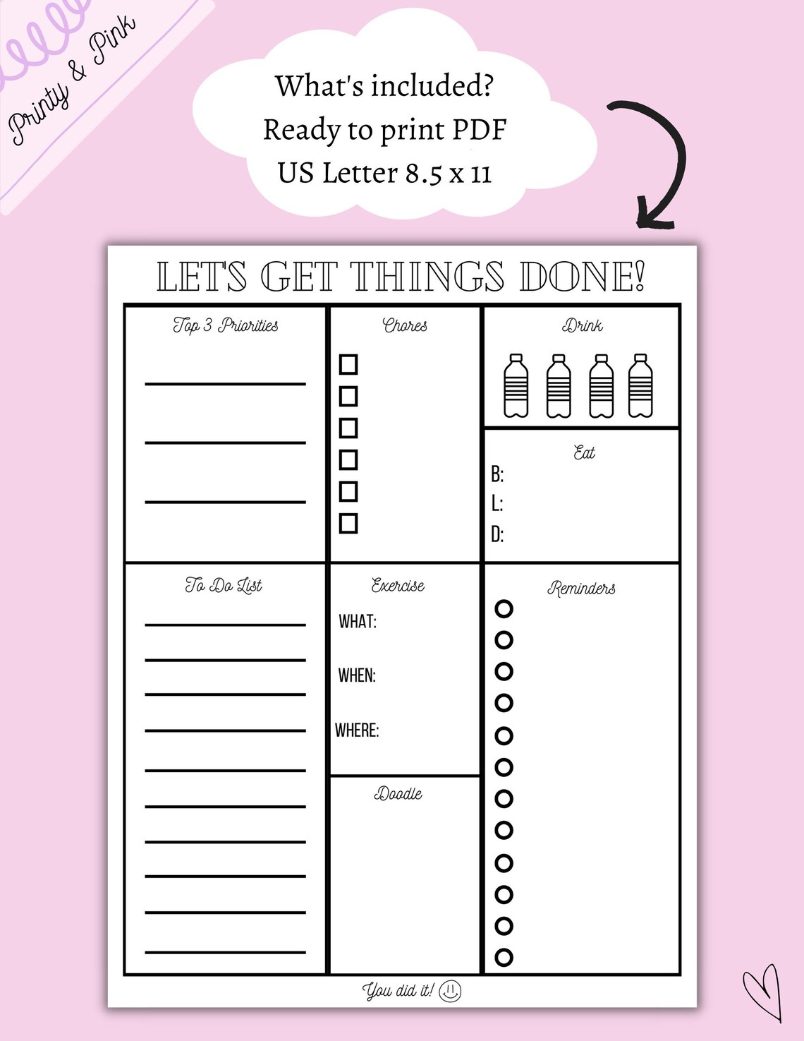 Daily Checklist Printable, Daily Routine Printable, Printable To-do ...