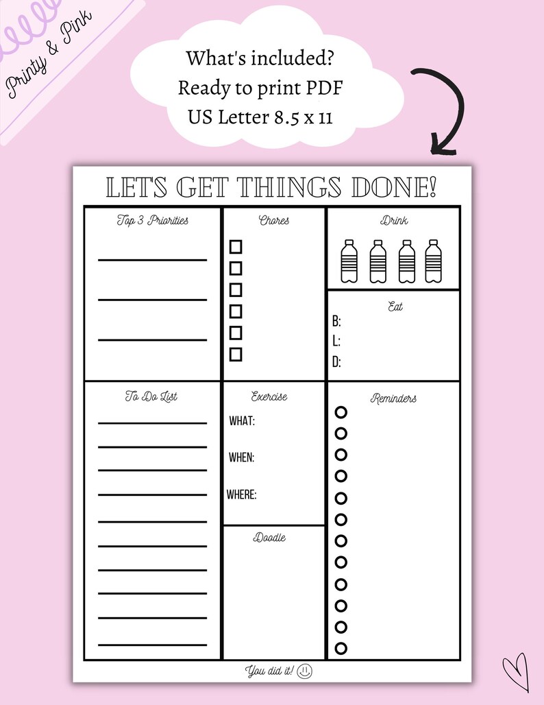 Daily Checklist Printable, Daily Routine Printable, Printable To-do ...
