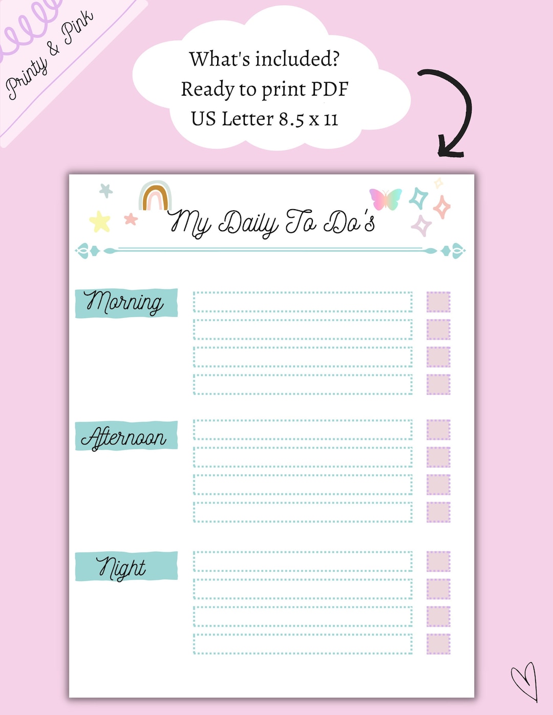 Kids Daily to Do List Printable, Daily Chore Chart Printable, Printable ...