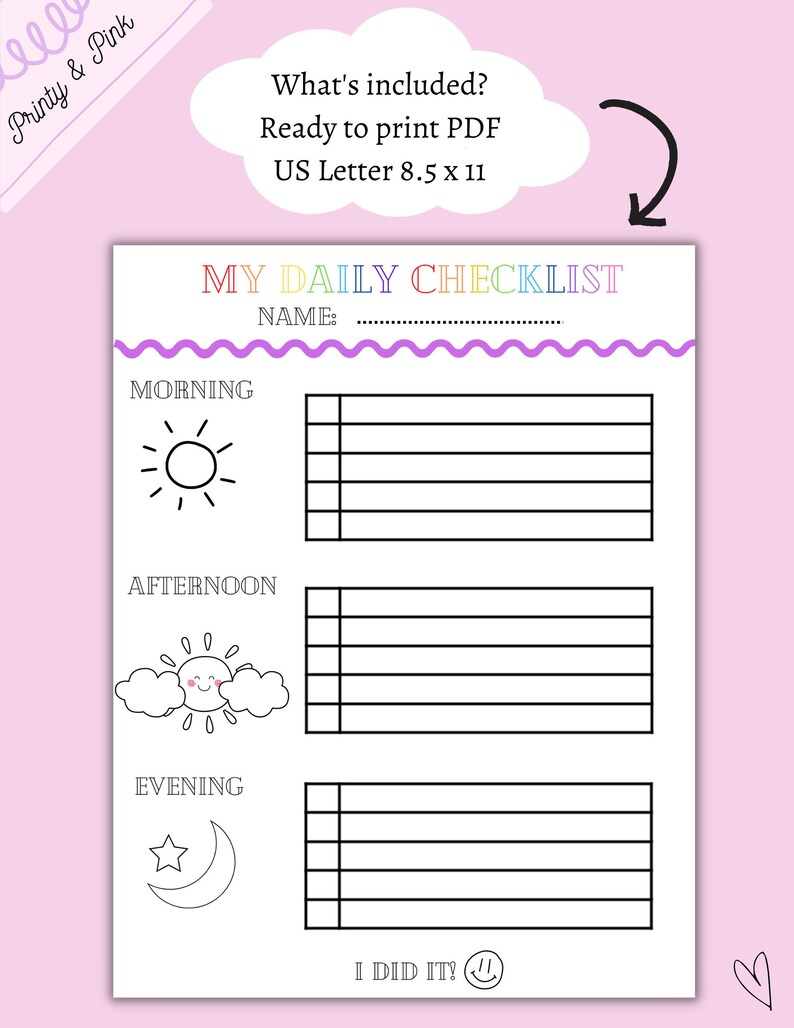 Kids Daily Checklist Printable, Daily Routine Printable, Printable To ...