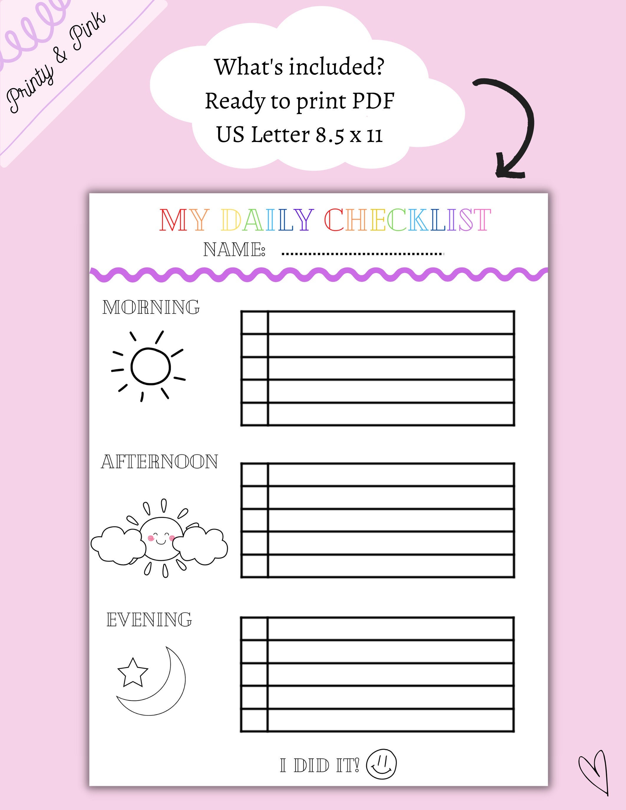 Kids Daily Checklist Printable Daily Routine Printable - Etsy