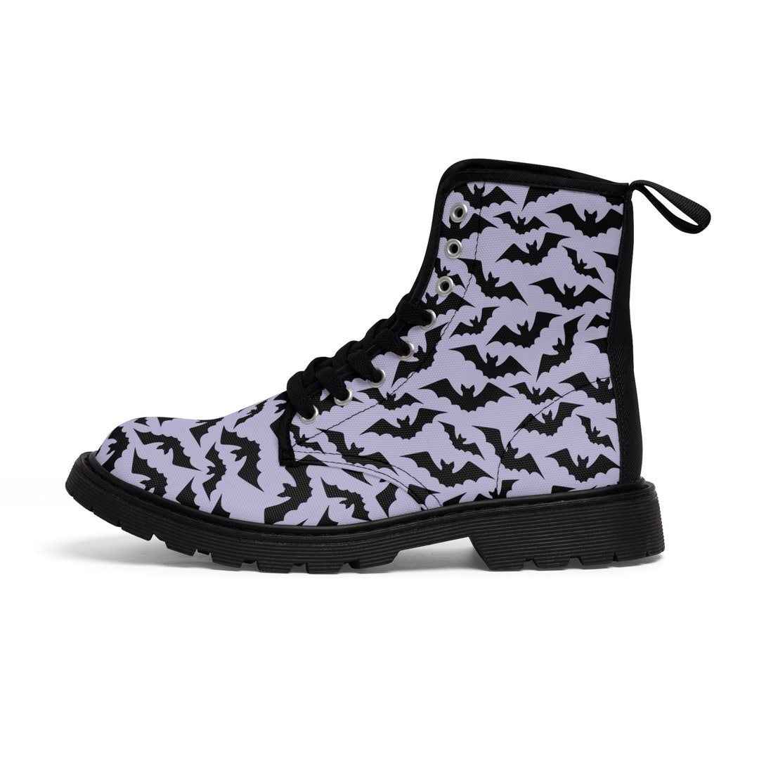 Pastel Goth Bat Canvas Boot Gothic Purple Bat Footwear Witchy ...