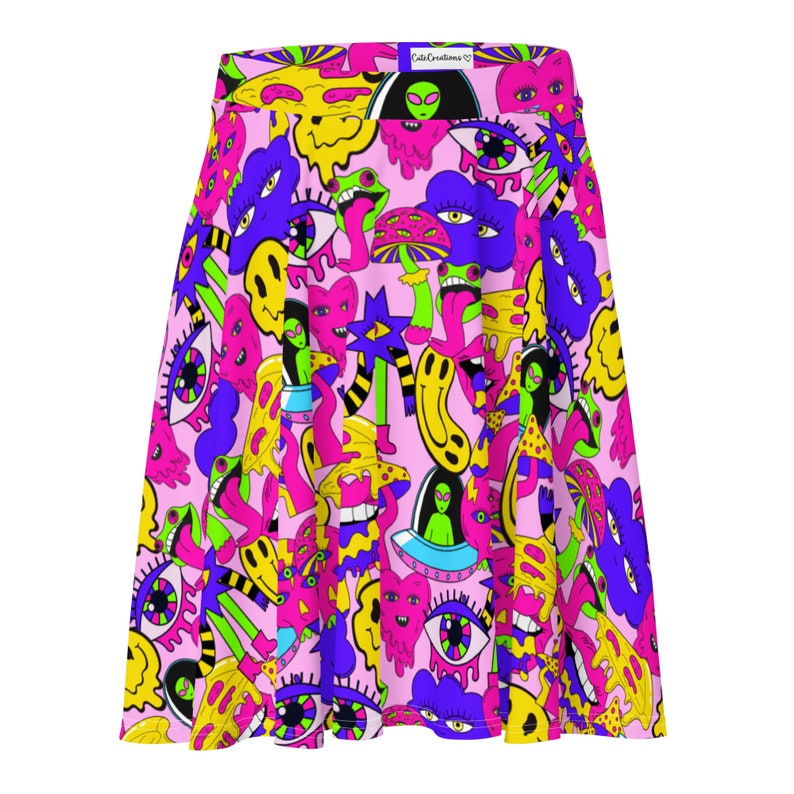 Psychedelic Festival Skirt Trippy Rave Skirt Groovy Pattern Matching ...