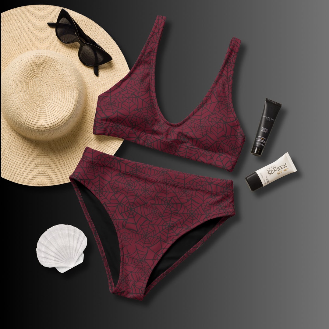 Gothic Bikini Set Witchy Swimsuit Red High Waisted Bikini Alternative ...