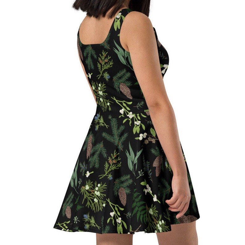 Woodland Dress Dark Cottage Core Botanical Dress Dark Academia Gothic ...