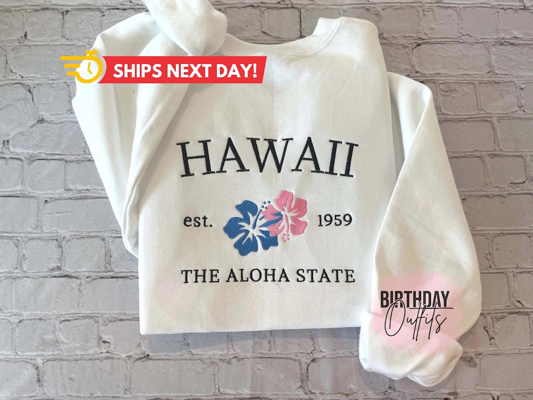 Hawaii Embroidered Sweatshirt, Hawaii Crewneck, Hawaii Embroidery ...