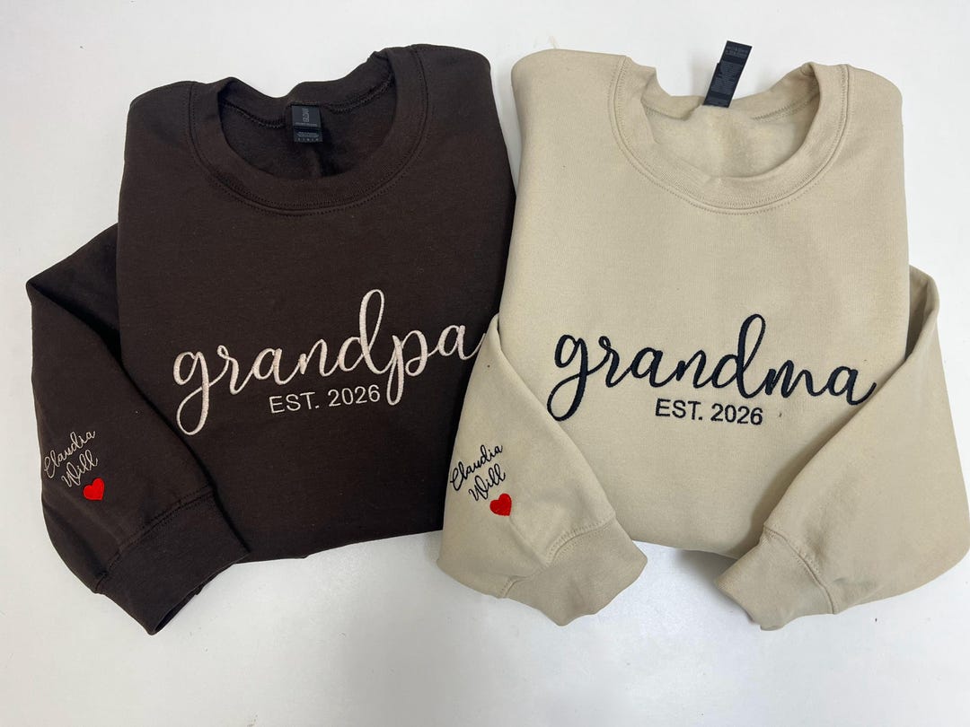 Custom Cursive Font Embroidered Crewneck (mom, Grandma, Grandpa) - Etsy