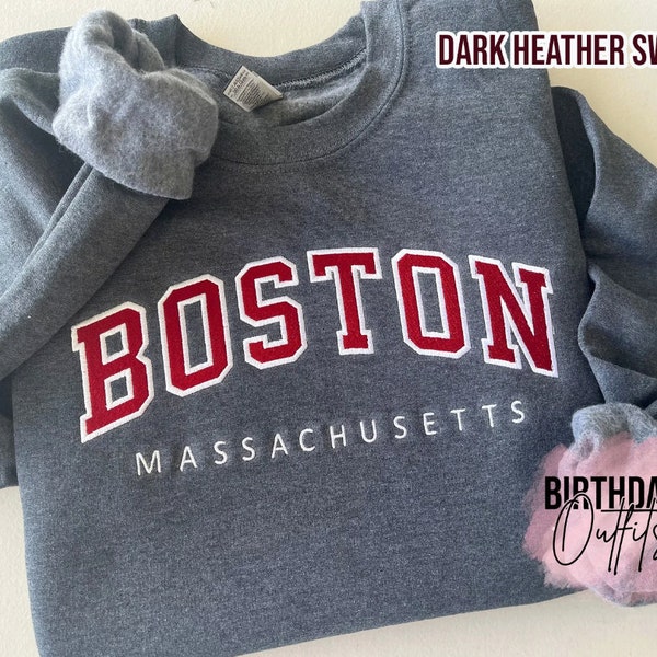 Embroidered Sweatshirt Boston University - Etsy