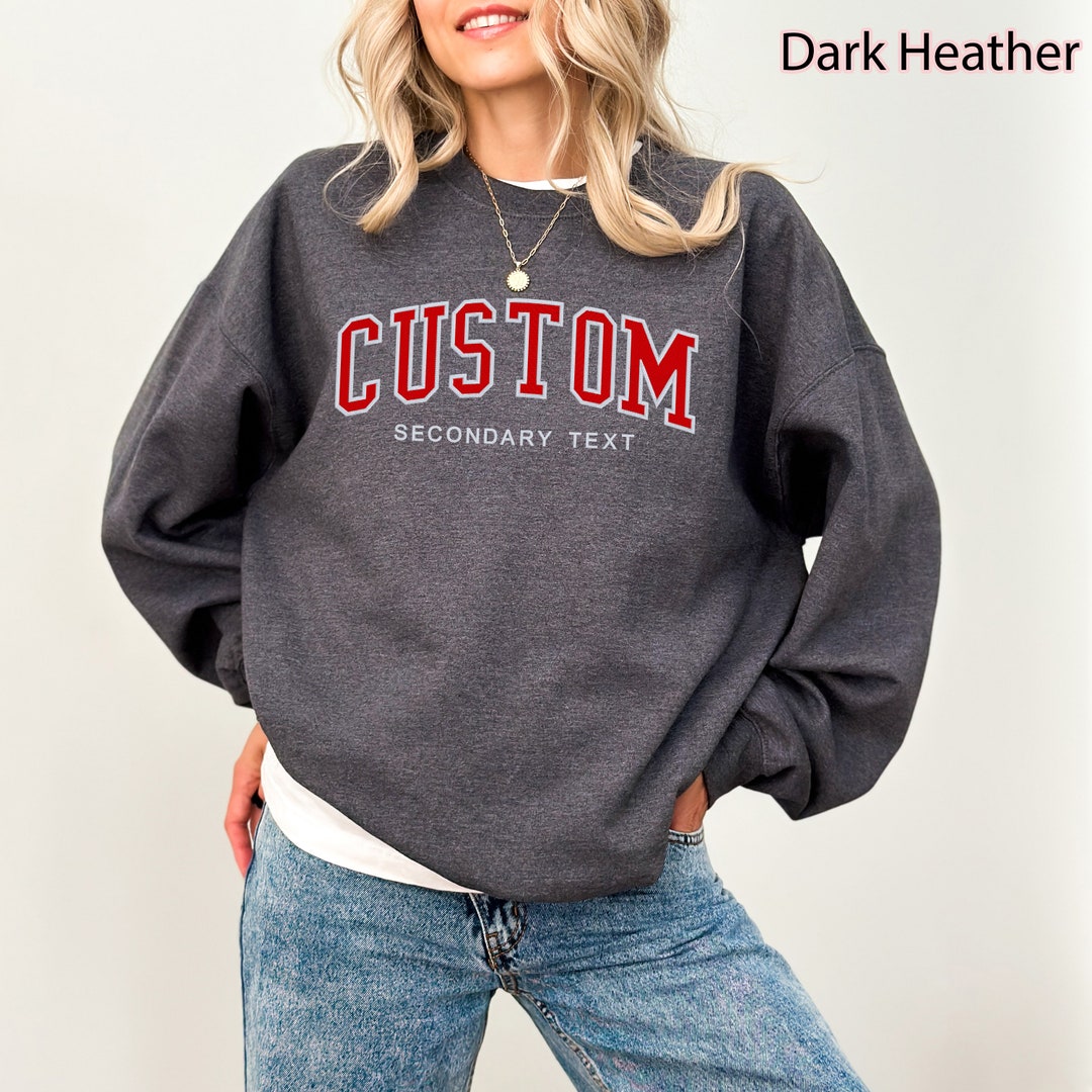 Custom Filled Embroidered Varsity Crewneck, Embroidery Crewneck ...