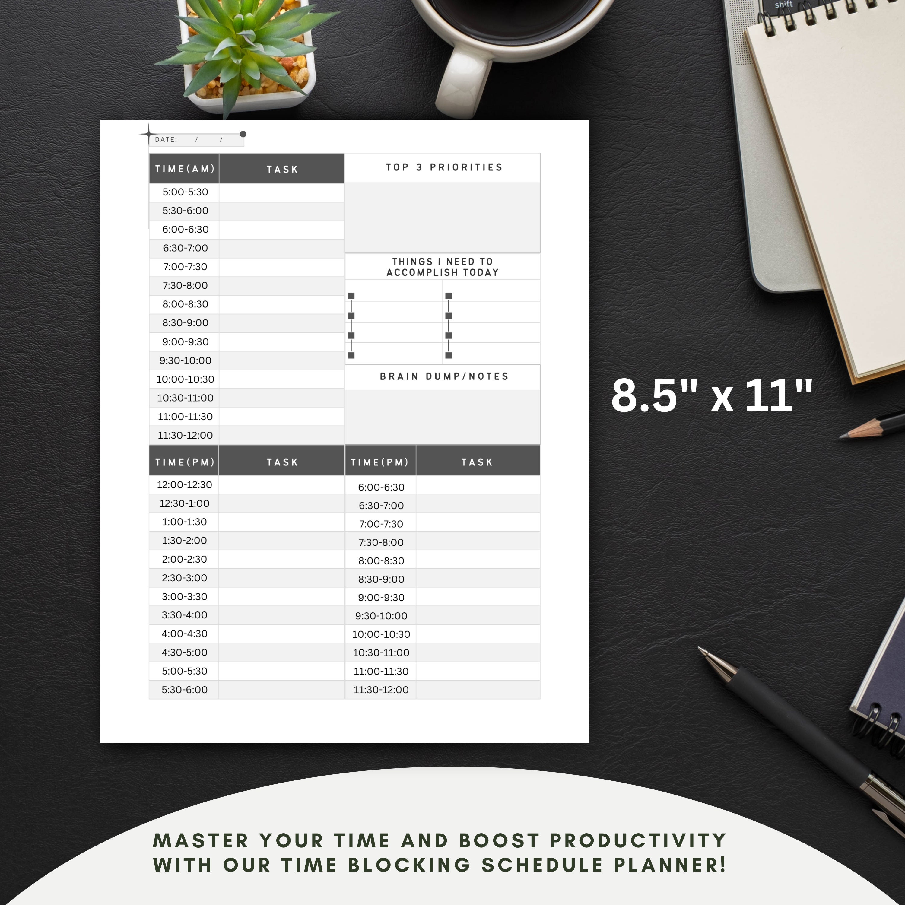 Time Blocking Schedule Planner Printable Block Schedule - Etsy