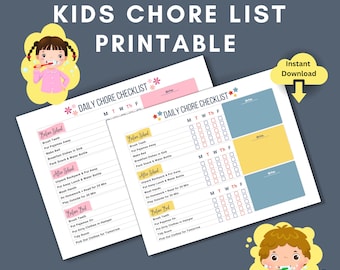 Kids Daily Checklist Printable and Editable Chore Chart - Etsy