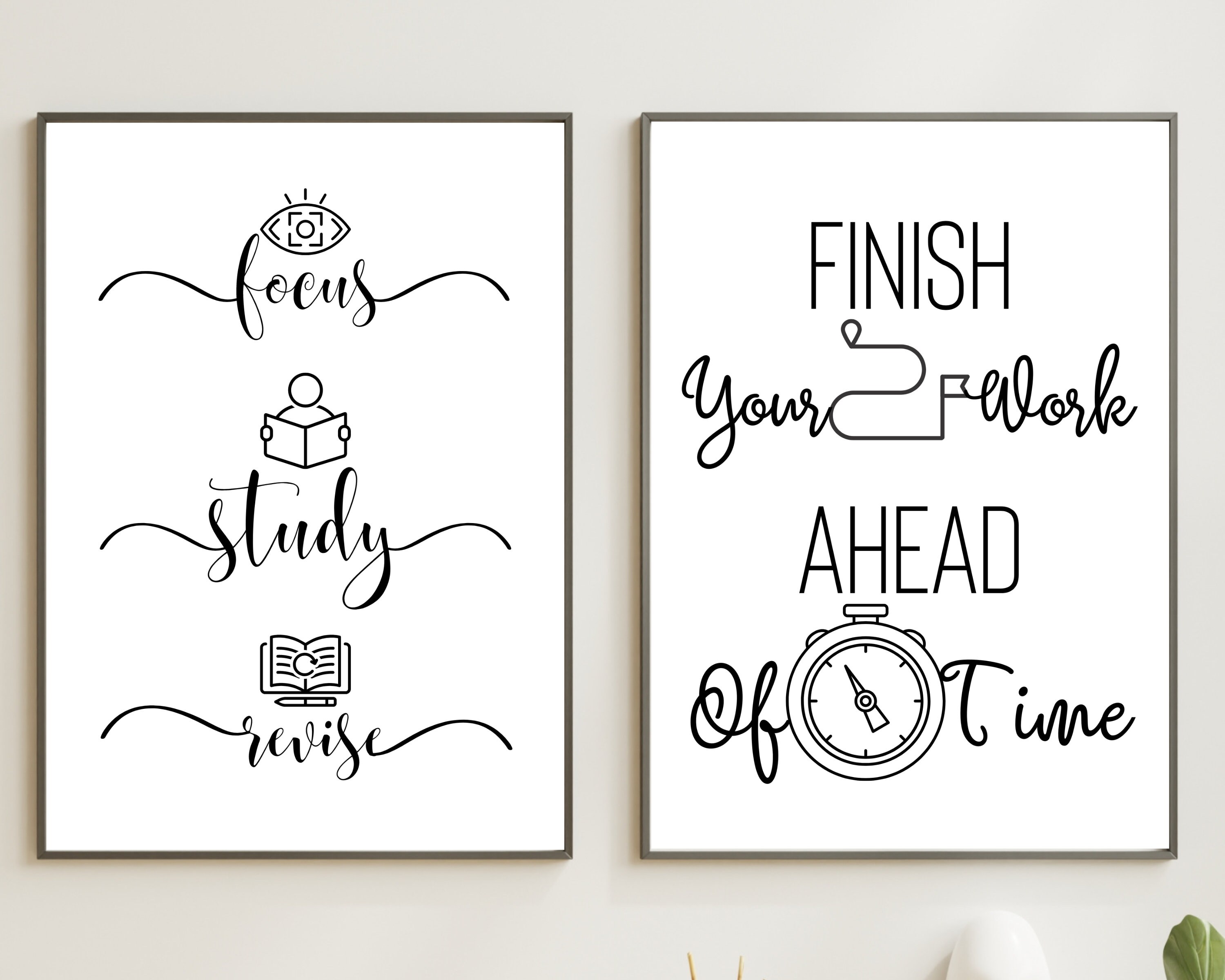 Motivational Wall Art, Productivity Boosting Bundle'focus, Study ...