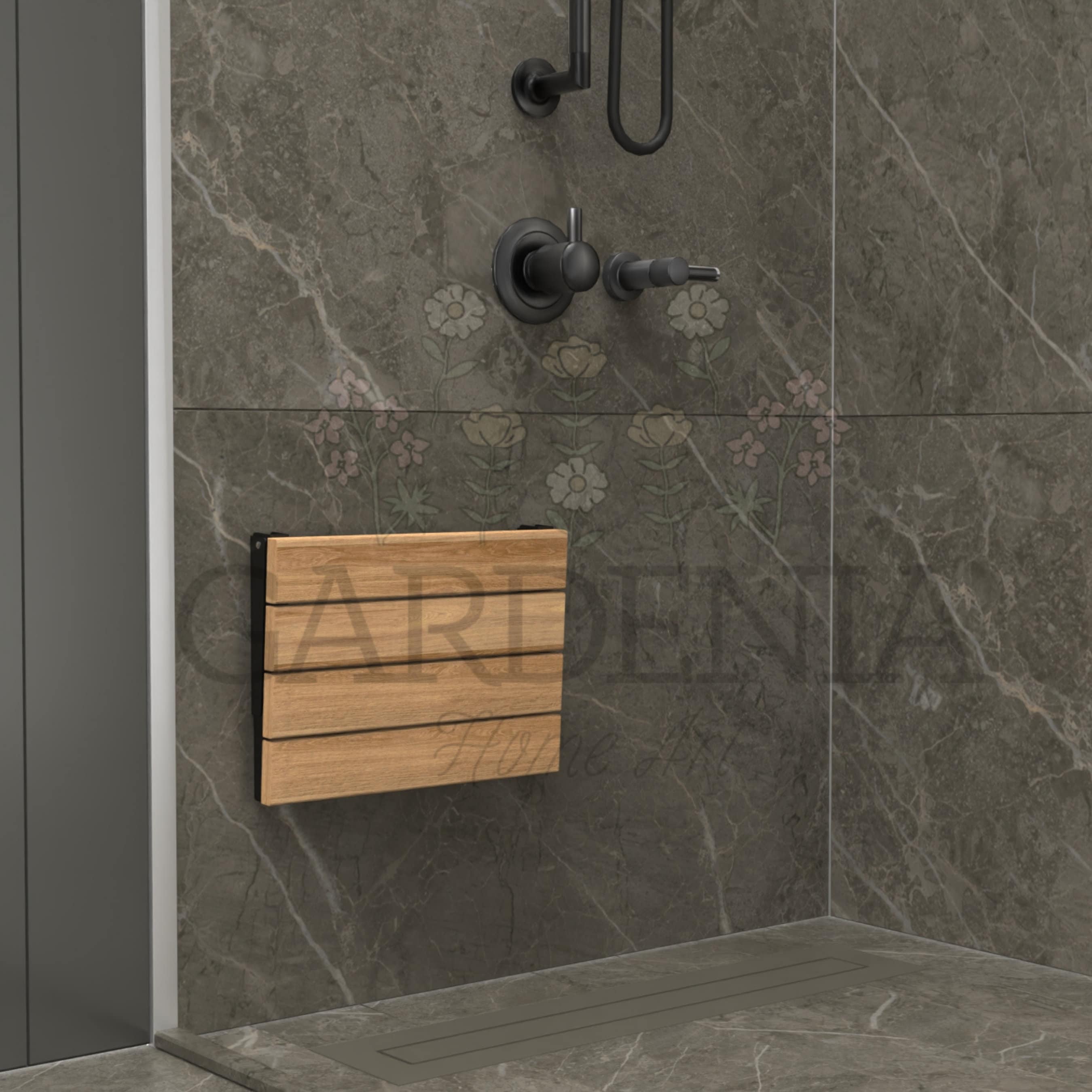 Teak Wood Wall Mounted Folding Shower Bench, Shower Foldable Murphy ...