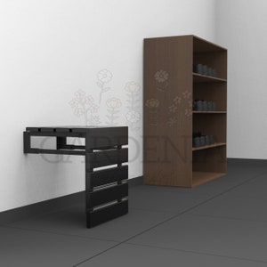 Wall-mounted Natural Teak Wood Folding Black Shower Seat, Space-saving ...