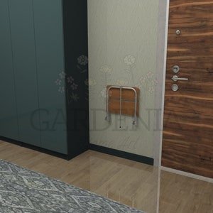 Folding Wall-mounted Natural Wood and Stainless Steel Stool, Foldable ...