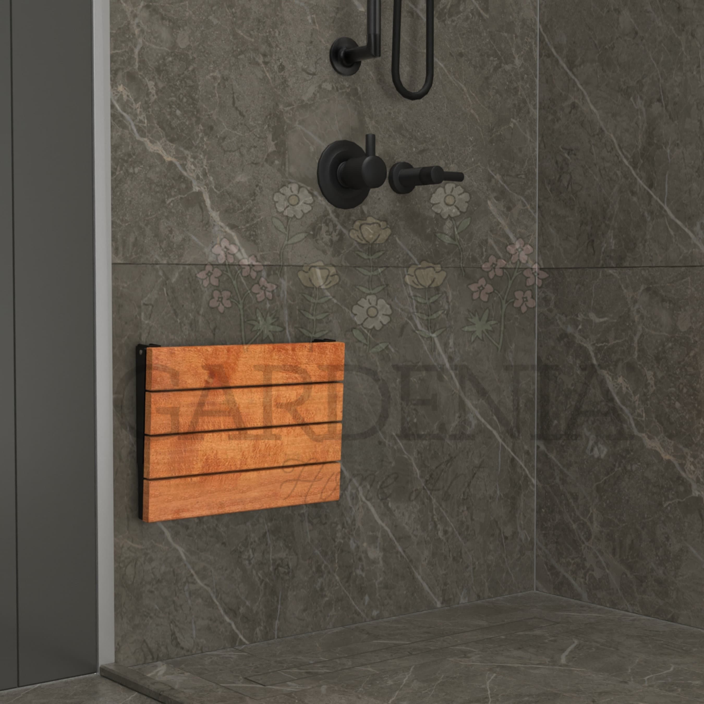 Teak Wood Wall Mounted Folding Shower Bench, Shower Foldable Murphy ...