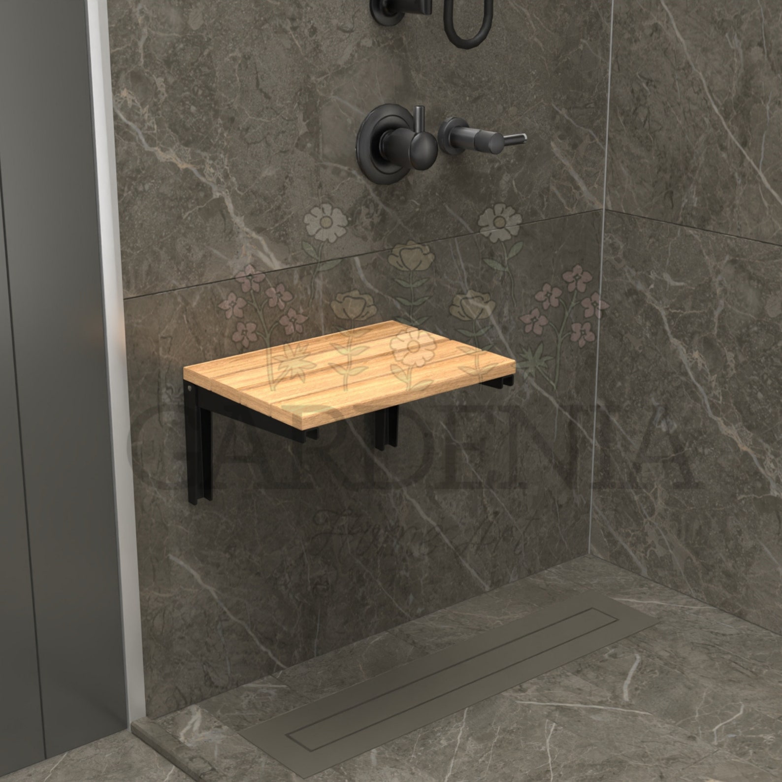 Teak Wood Wall Mounted Folding Shower Bench, Shower Foldable Murphy ...