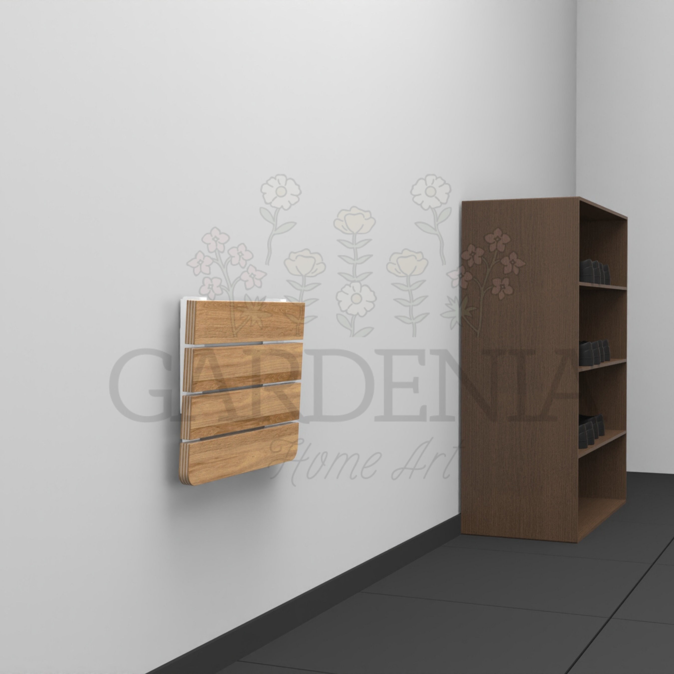 Wall Mounted Natural Solid Wood Folding Shower Stool, Shower Foldable ...