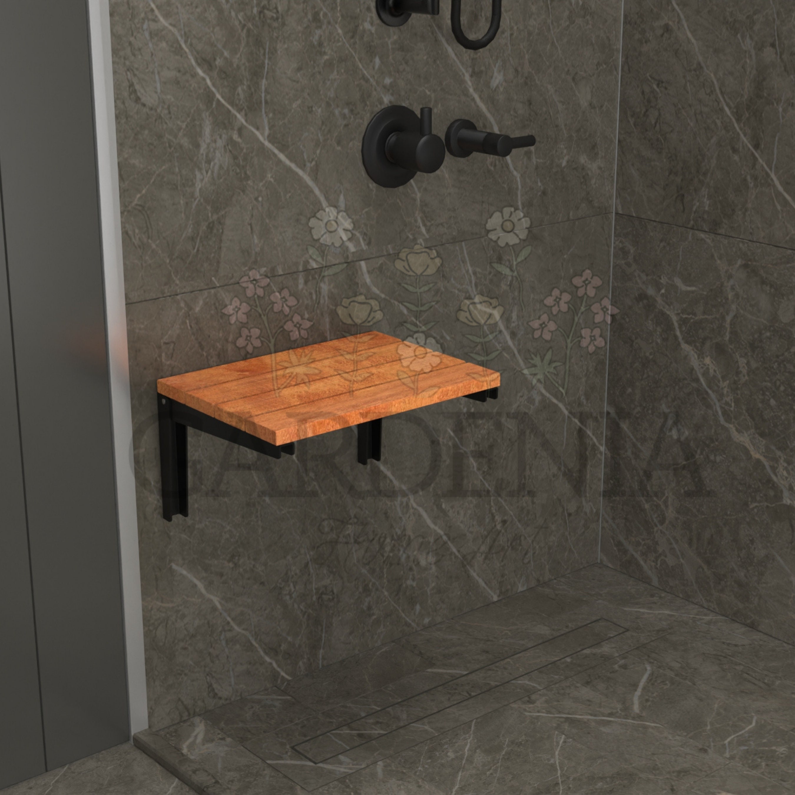 Teak Wood Wall Mounted Folding Shower Bench, Shower Foldable Murphy ...