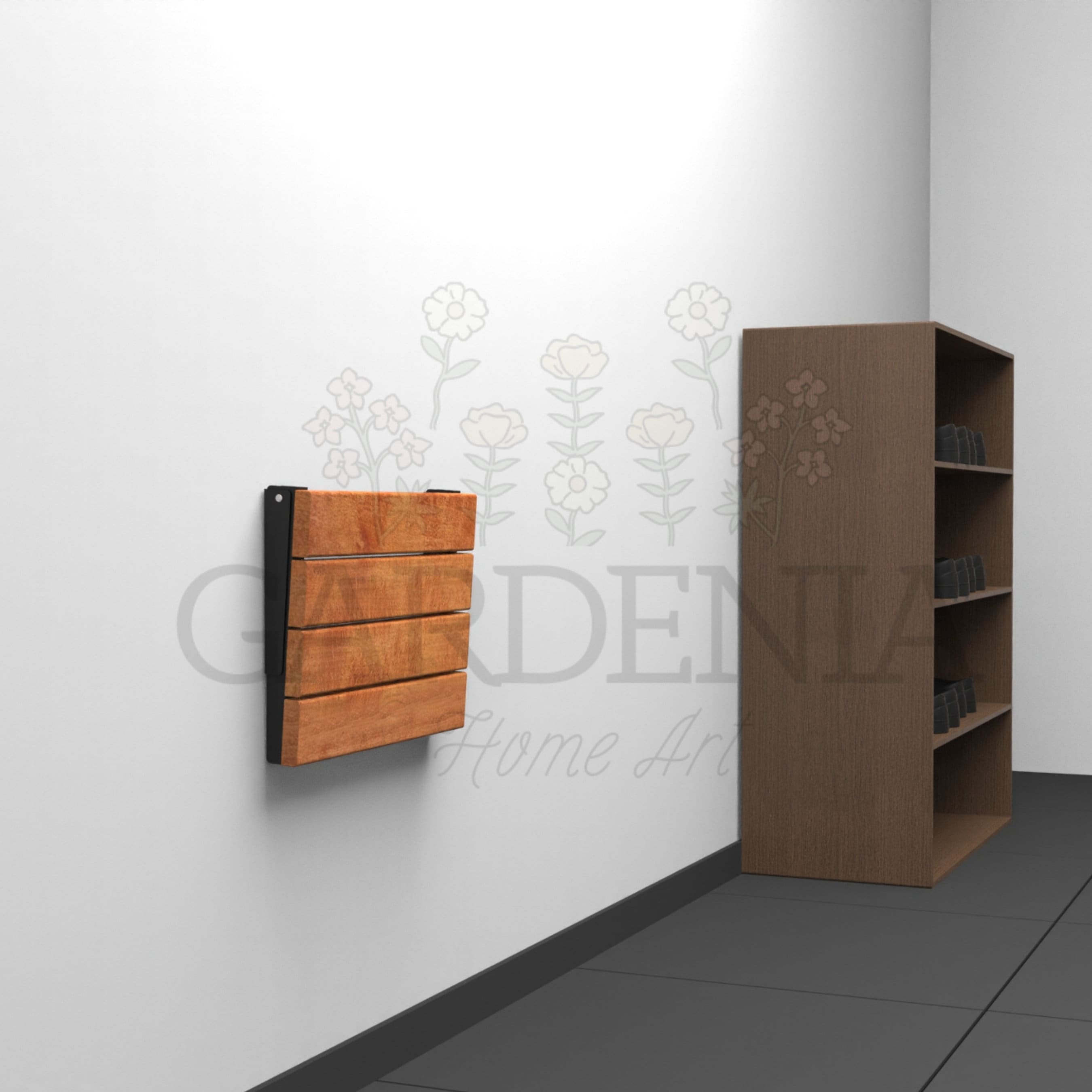 Teak Wood Wall Mounted Folding Shower Bench, Shower Foldable Murphy ...