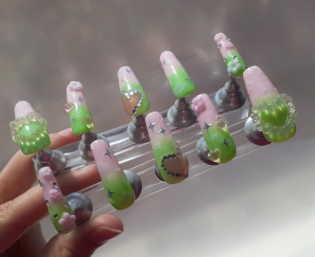 Mitsuri Nails|premium|anime Design|custom Shape| - Etsy