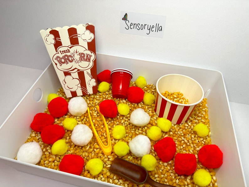 Popcorn Sensory Bin, Sensory Play, Learn and Play, Fine Motor Play ...