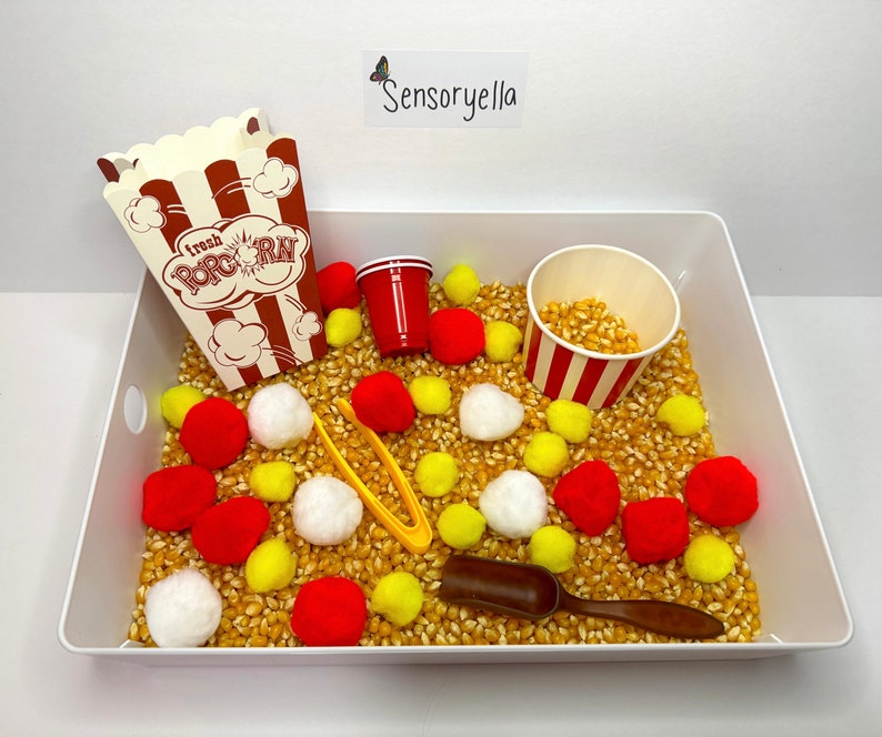Popcorn Sensory Bin, Sensory Play, Learn and Play, Fine Motor Play ...