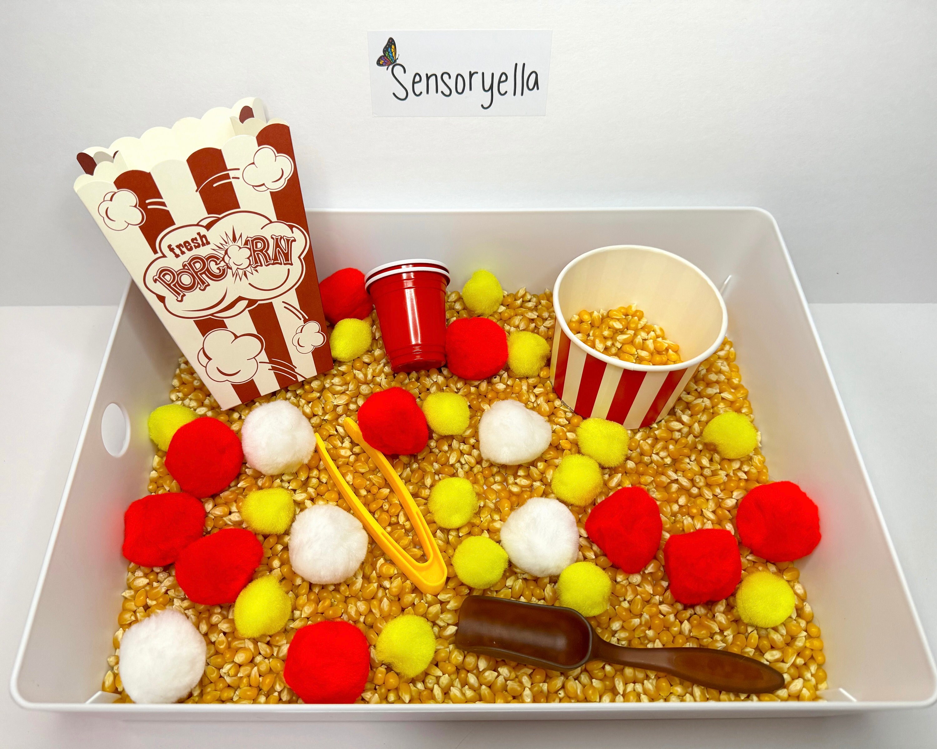 Popcorn Sensory Bin, Sensory Play, Learn and Play, Fine Motor Play ...