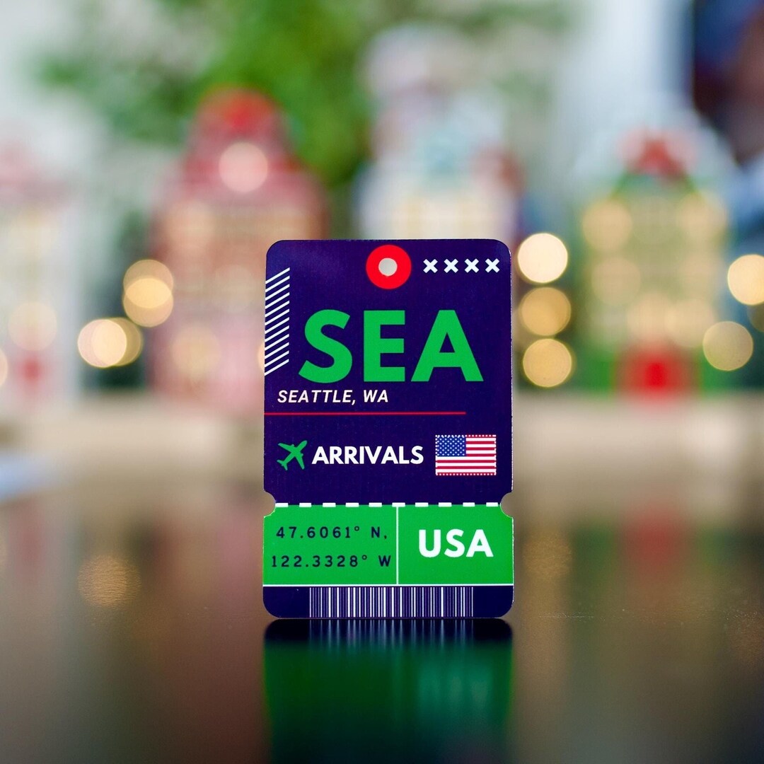 Seattle SEA Airport Luggage Tag Sticker | Boarding Pass Travel Sticker ...