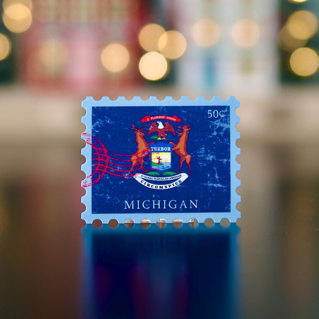 Michigan State Flag Vinyl Sticker | MI Travel Stamp Style | Laptop iPad ...