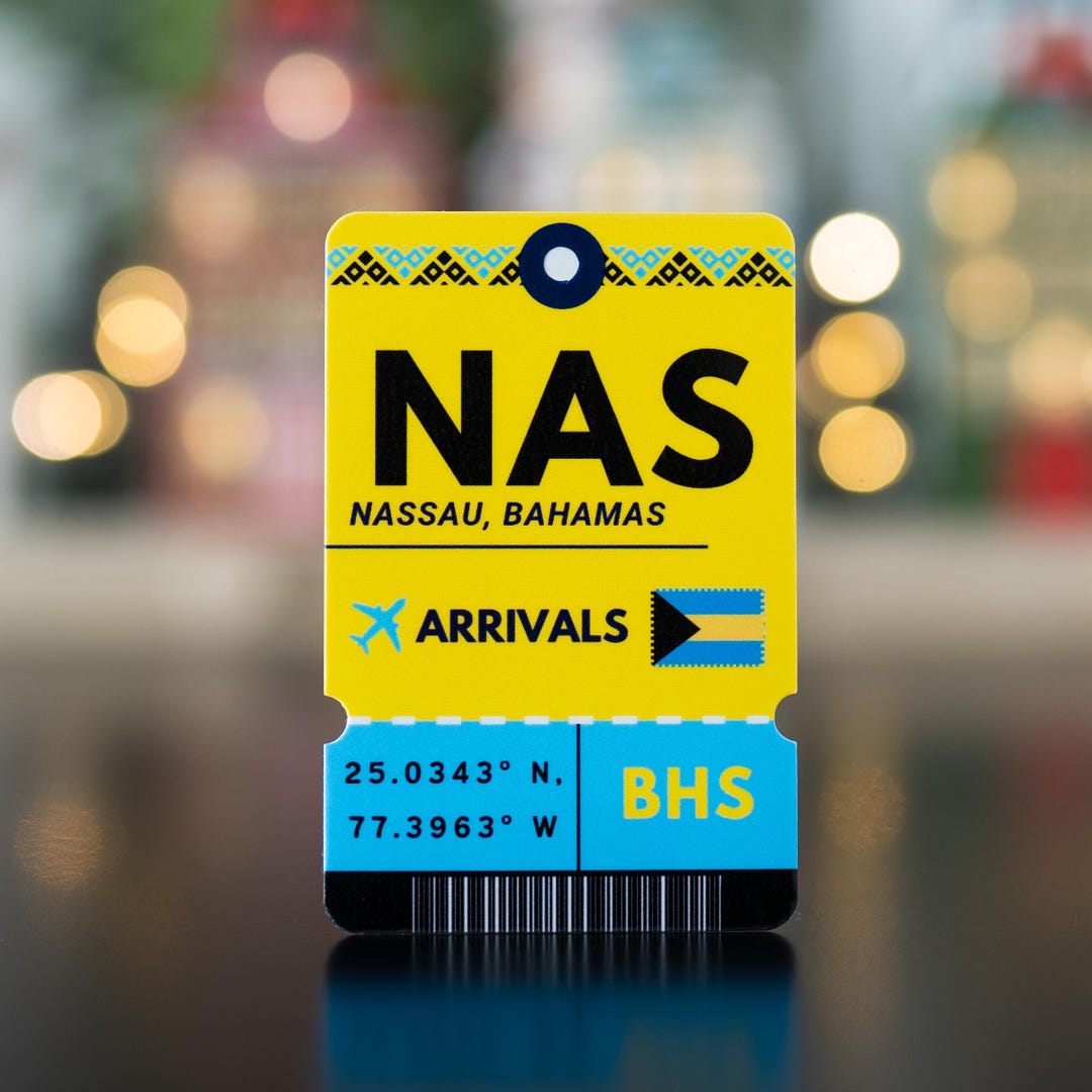 Nassau NAS Airport Luggage Tag Sticker | Boarding Pass Travel Sticker ...