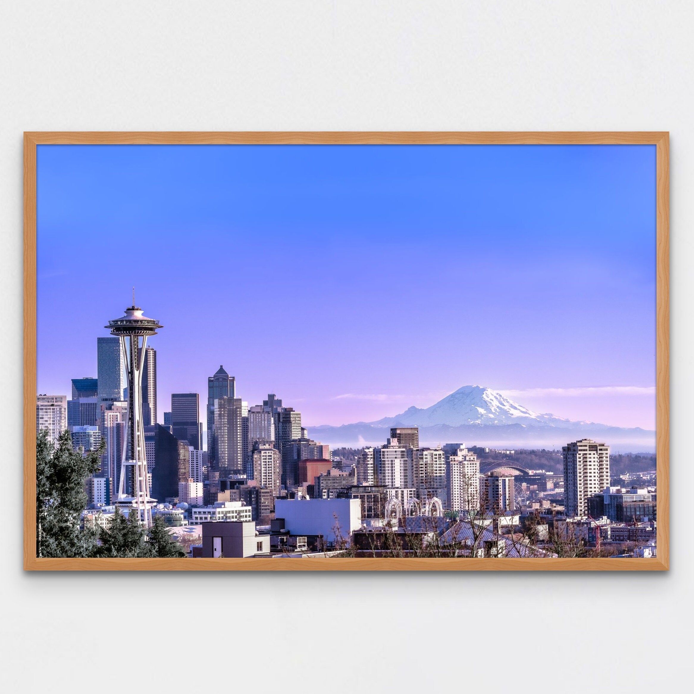 Seattle Skyline Space Needle and Mt. Rainier Fine Art Print Landscape ...